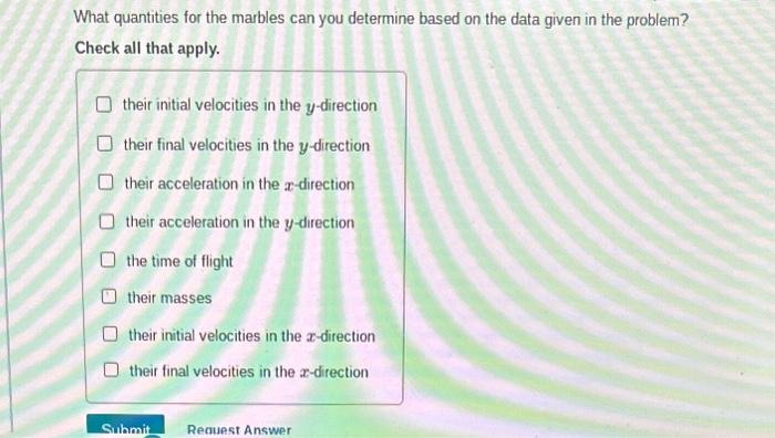 Solved Marbles are exiling a container through a horizontal | Chegg.com