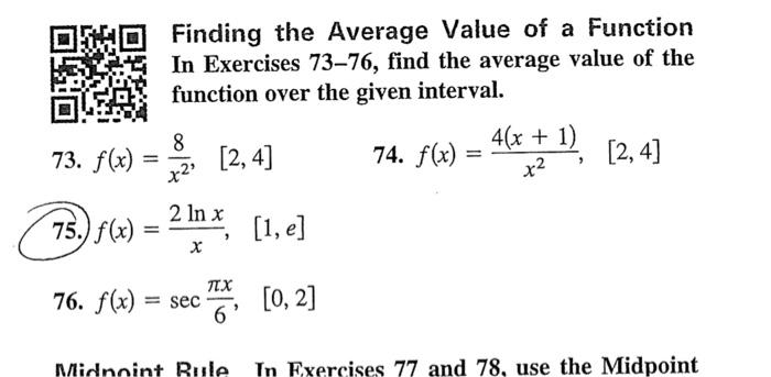 Solved Finding the Average Value of a Function In Exercises | Chegg.com