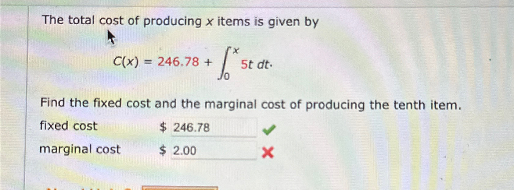Solved The total cost of producing x ﻿items is given | Chegg.com