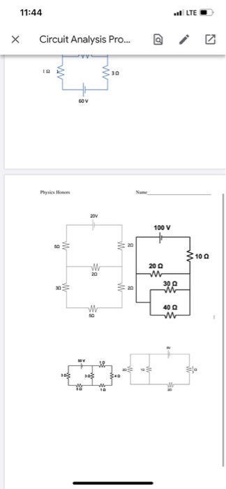 Solved Physics Homes Circuit Analysis Problems For each | Chegg.com
