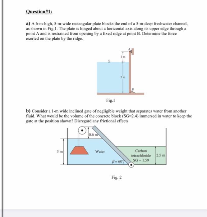 Solved Question#1: a) A 6-m-high, 5-m-wide rectangular plate | Chegg.com