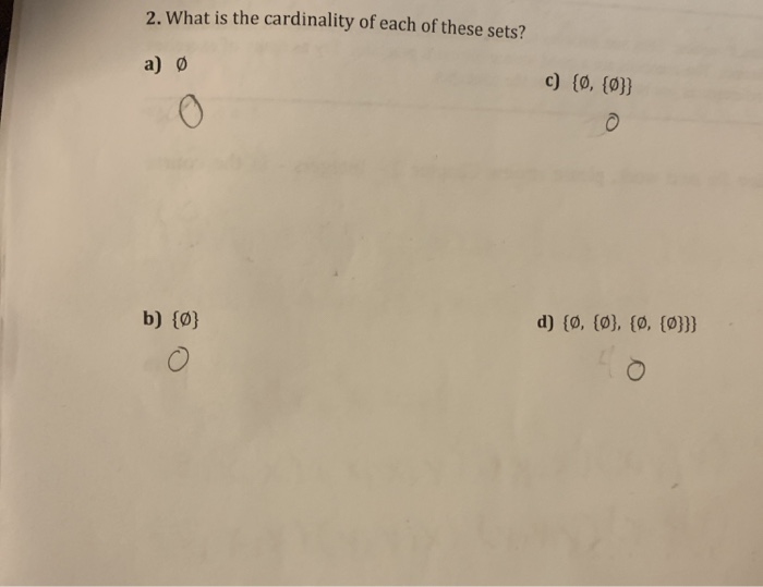 Solved 2. What is the cardinality of each of these sets? a) | Chegg.com