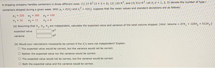 Solved shipping company handles containers in three | Chegg.com