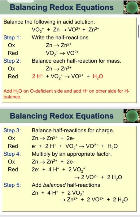 Solved Balancing Equations for Redox Reactions Some redox | Chegg.com