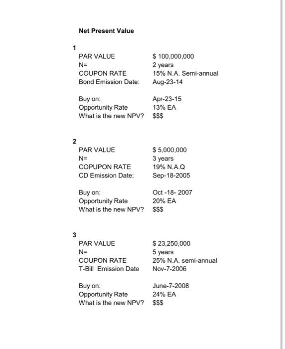 Net Present Value | Chegg.com