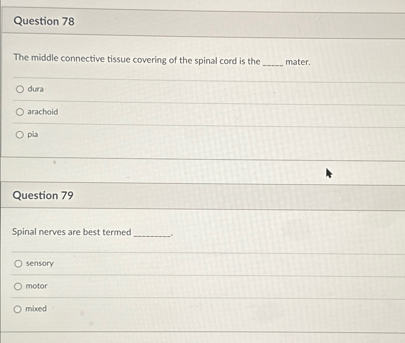 Solved Question 78The middle connective tissue covering of | Chegg.com