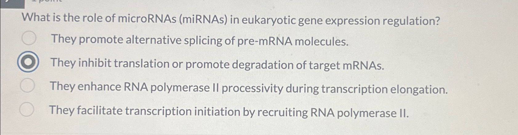 Solved What is the role of microRNAs (miRNAs) ﻿in eukaryotic | Chegg.com