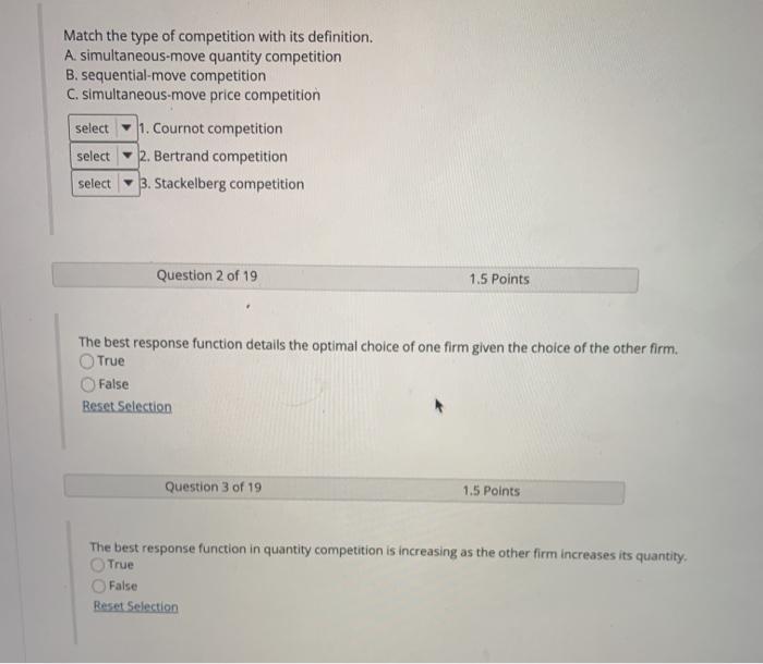 Solved Match the type of competition with its definition. A | Chegg.com