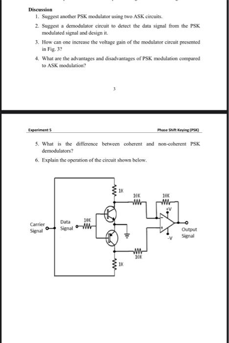 Solved Discussion 1. Suggest another PSK modulator using two | Chegg.com