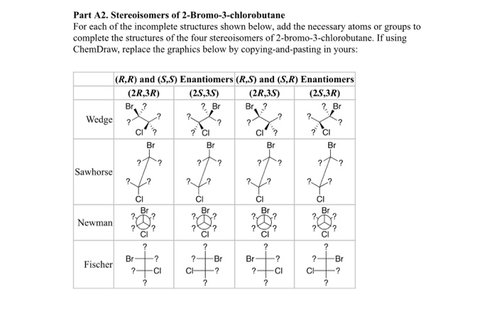 Solved Part A2 Stereoisomers Of 2 Bromo 3 Chlorobutane For