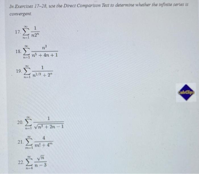 Solved In Exercises 17-28, use the Direct Comparison Test to | Chegg.com