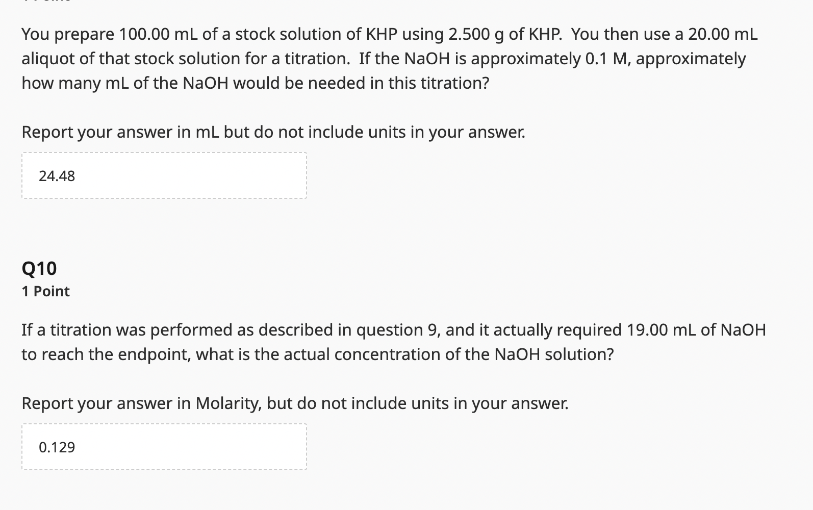 Solved You prepare 100.00mL ﻿of a stock solution of KHP | Chegg.com