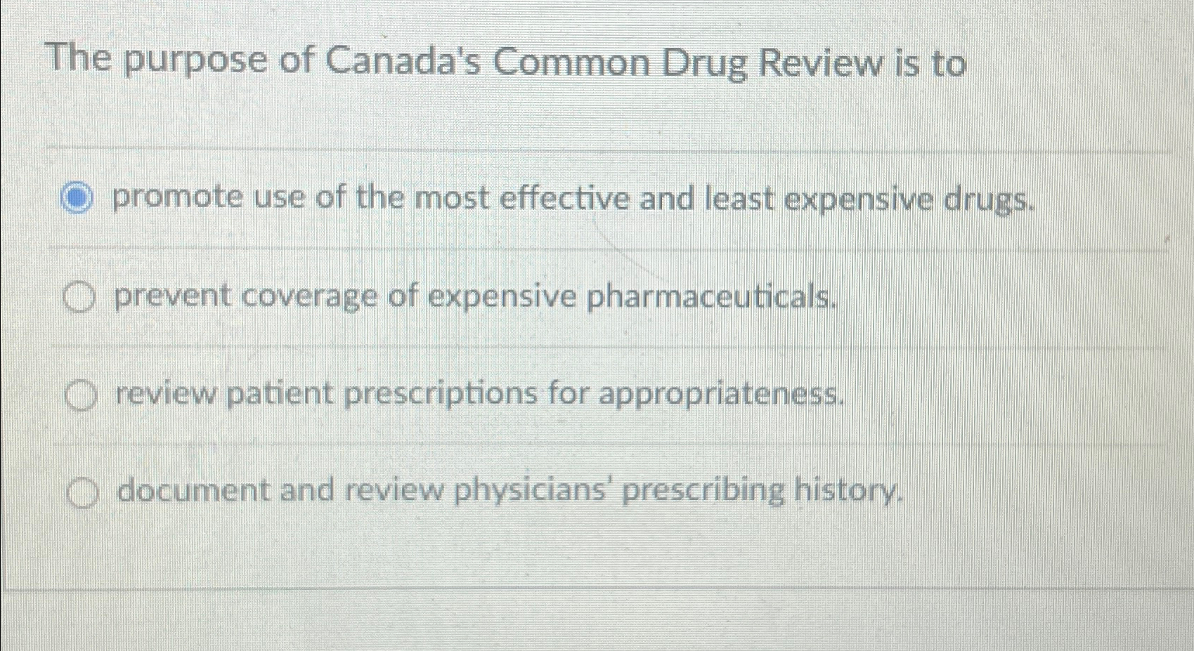 Solved The purpose of Canada's Common Drug Review is | Chegg.com