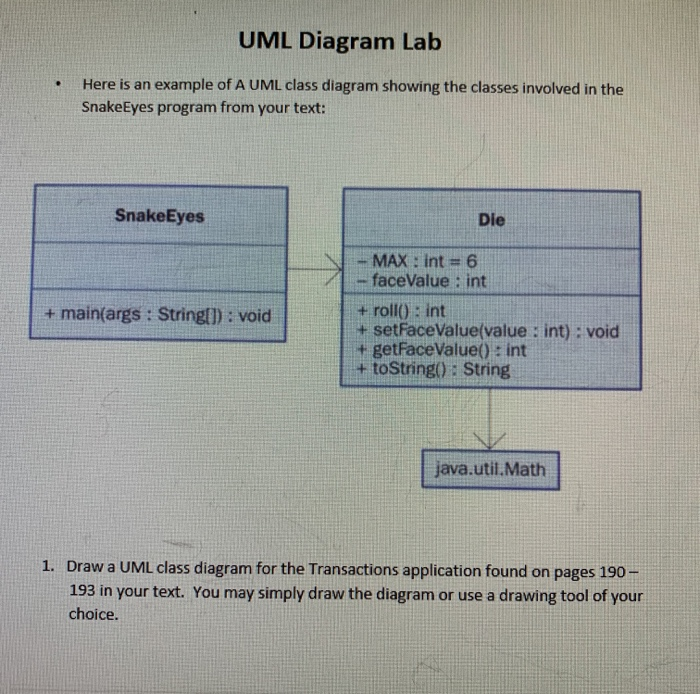 UML Diagram Lab Here is an example of A UML class | Chegg.com
