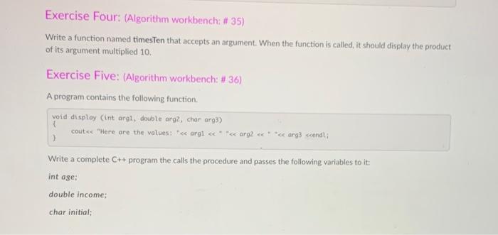 Solved Exercise Four Algorithm Workbench 35 Write A