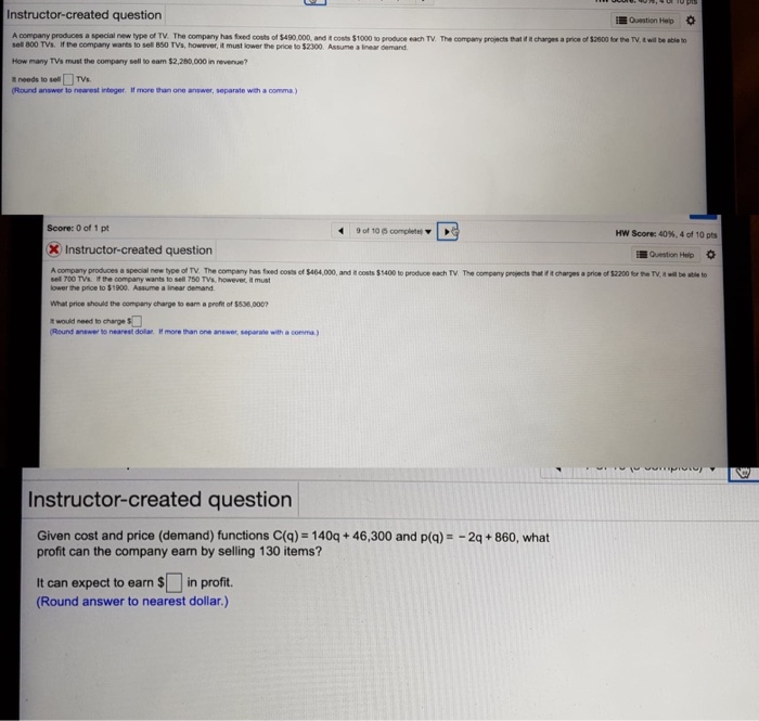 Solved Instructor-created question Question Help 0 A company | Chegg.com