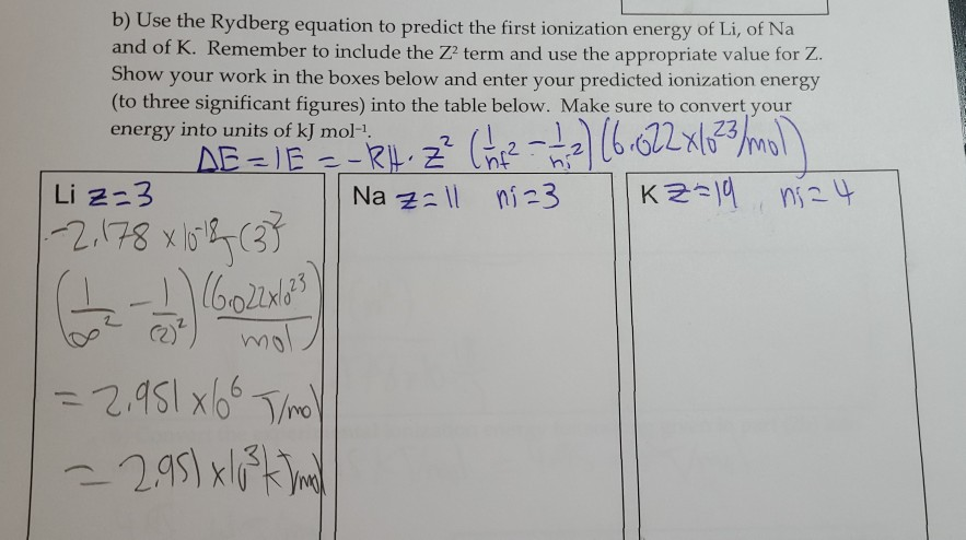Solved b) Use the Rydberg equation to predict the first | Chegg.com