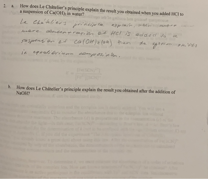 Solved 2. a. How does Le Châtelier's principle explain the | Chegg.com