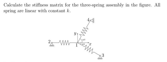 Solved Calculate the stiffness matrix for the three-spring | Chegg.com