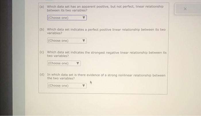 Solved (a) Which data set has an apparent positive, but | Chegg.com