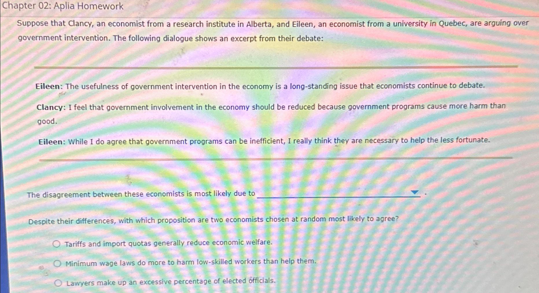 Solved Chapter 02: Aplia HomeworkSuppose that Clancy, an | Chegg.com