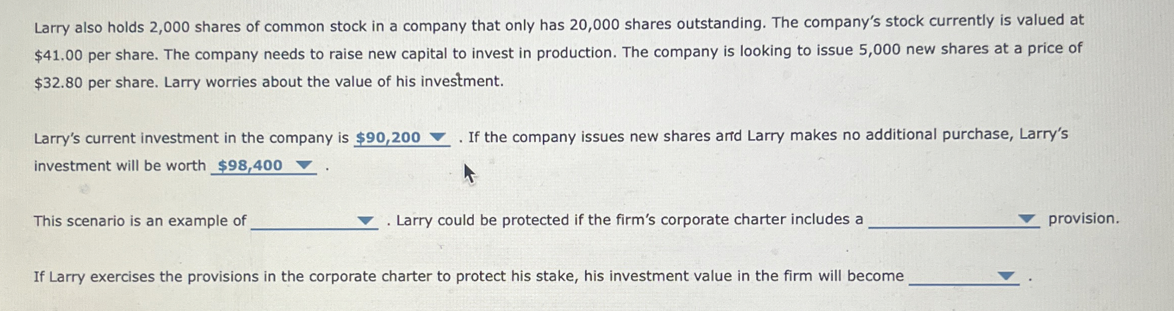 Solved Larry also holds 2,000 ﻿shares of common stock in a | Chegg.com