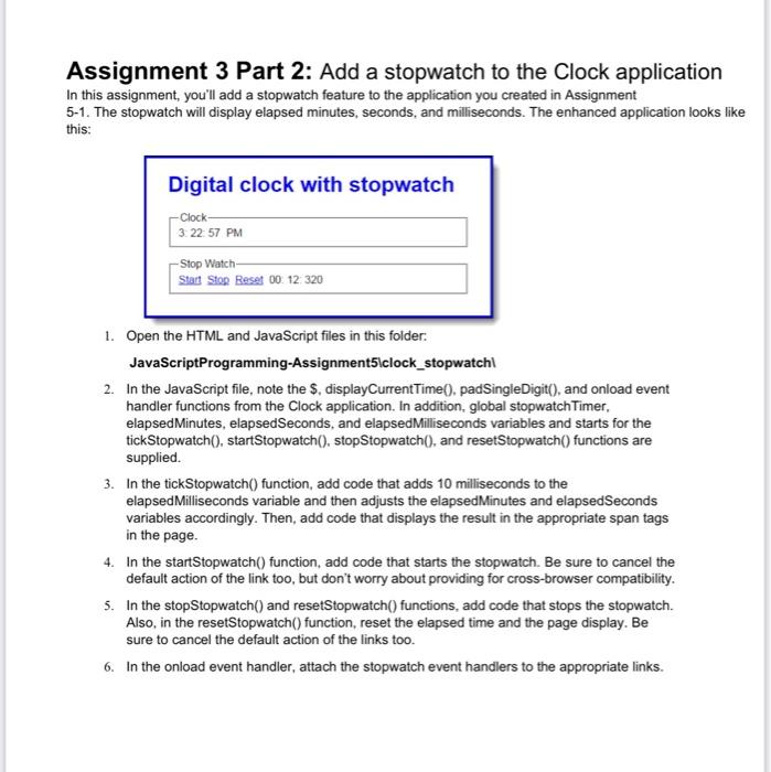Solved Assignment 3 Part 1: Develop the Clock application In | Chegg.com