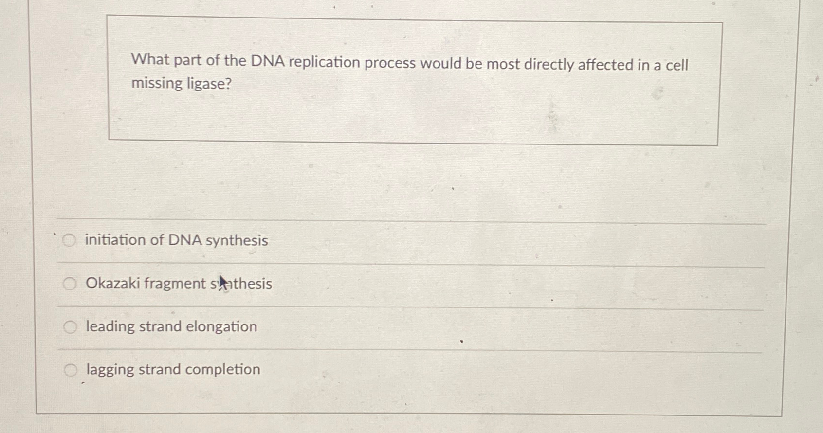 Solved What part of the DNA replication process would be | Chegg.com