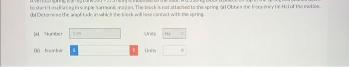 Solved to start it oscillating in simple harmonic motion. | Chegg.com