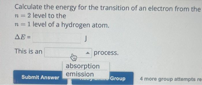 Solved Calculate the energy for the transition of an | Chegg.com