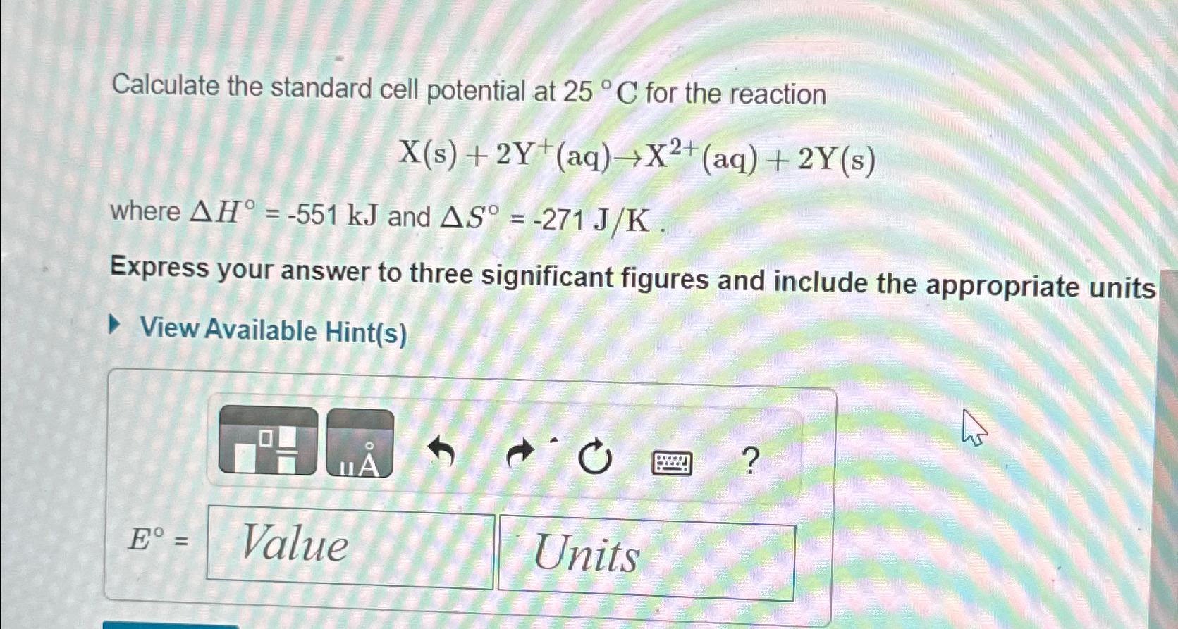 Calculate The Standard Cell Potential At 25°c ﻿for