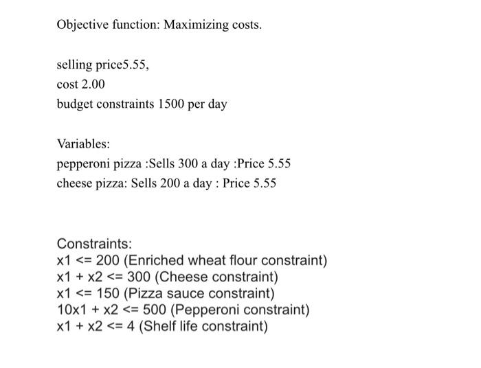 Solved I need an LP MODEL that looks like the (green | Chegg.com