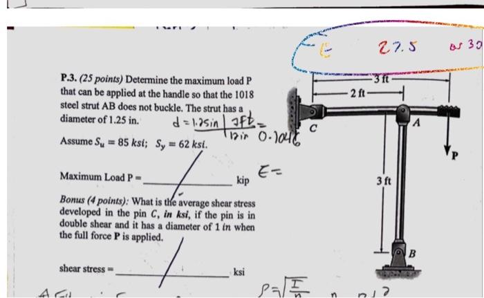 Solved P.3. (25 points) Determine the maximum load P that | Chegg.com