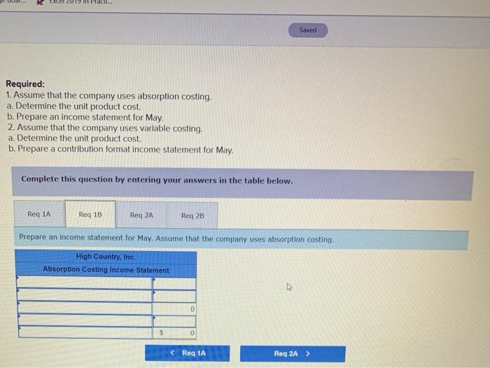 Solved Problem 7-20 Variable and Absorption Costing Unit | Chegg.com