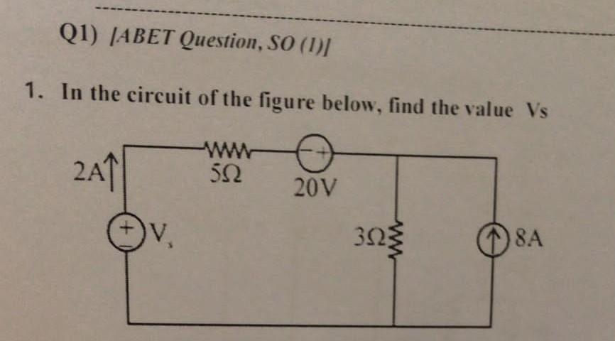 Solved 1. In the circuit of the figure below, find the value | Chegg.com