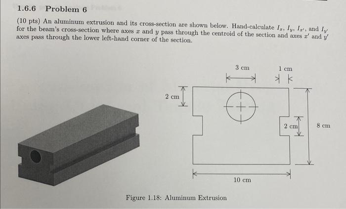 (10 pts) An aluminum extrusion and its cross-section | Chegg.com