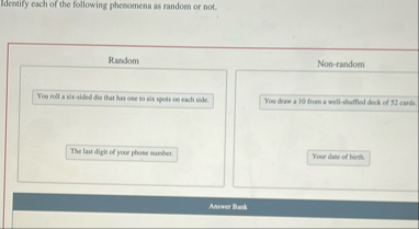 Solved Identify each of the following phenomena as random or | Chegg.com