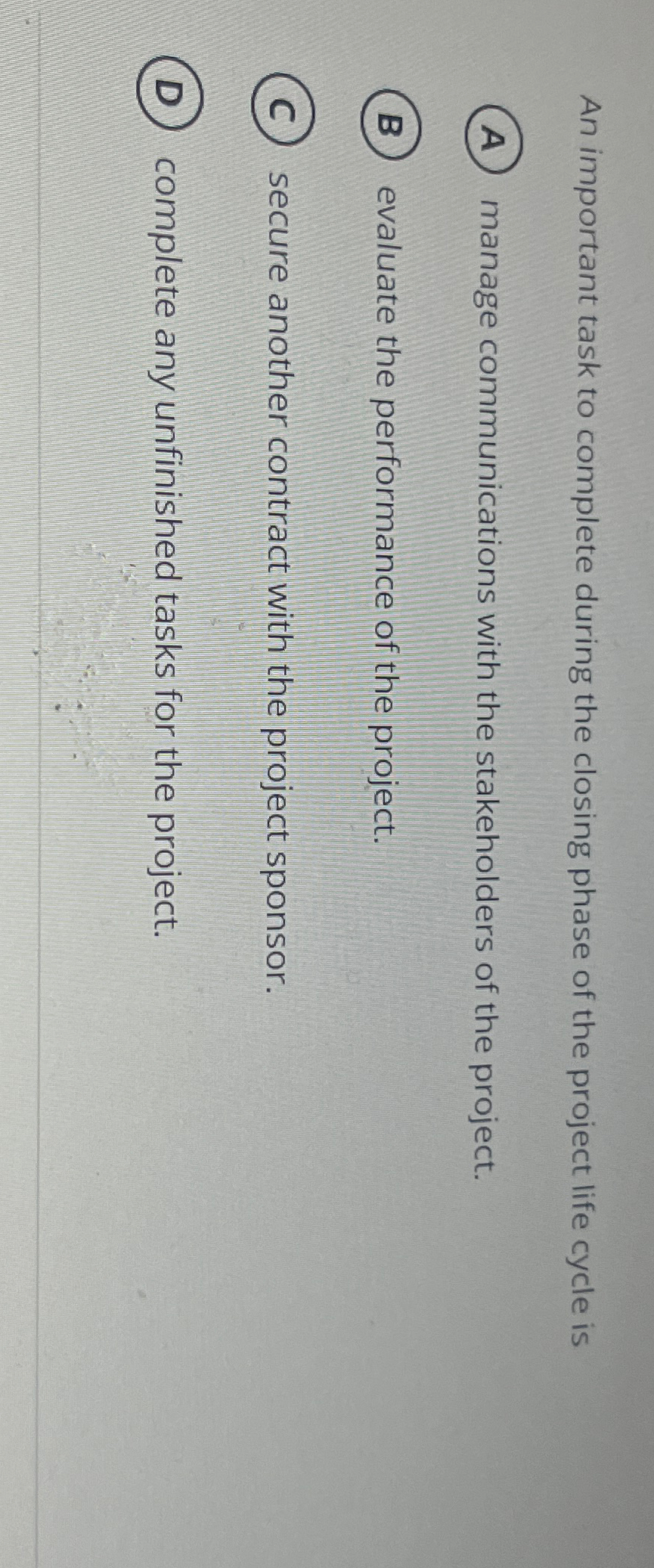 Solved An important task to complete during the closing | Chegg.com