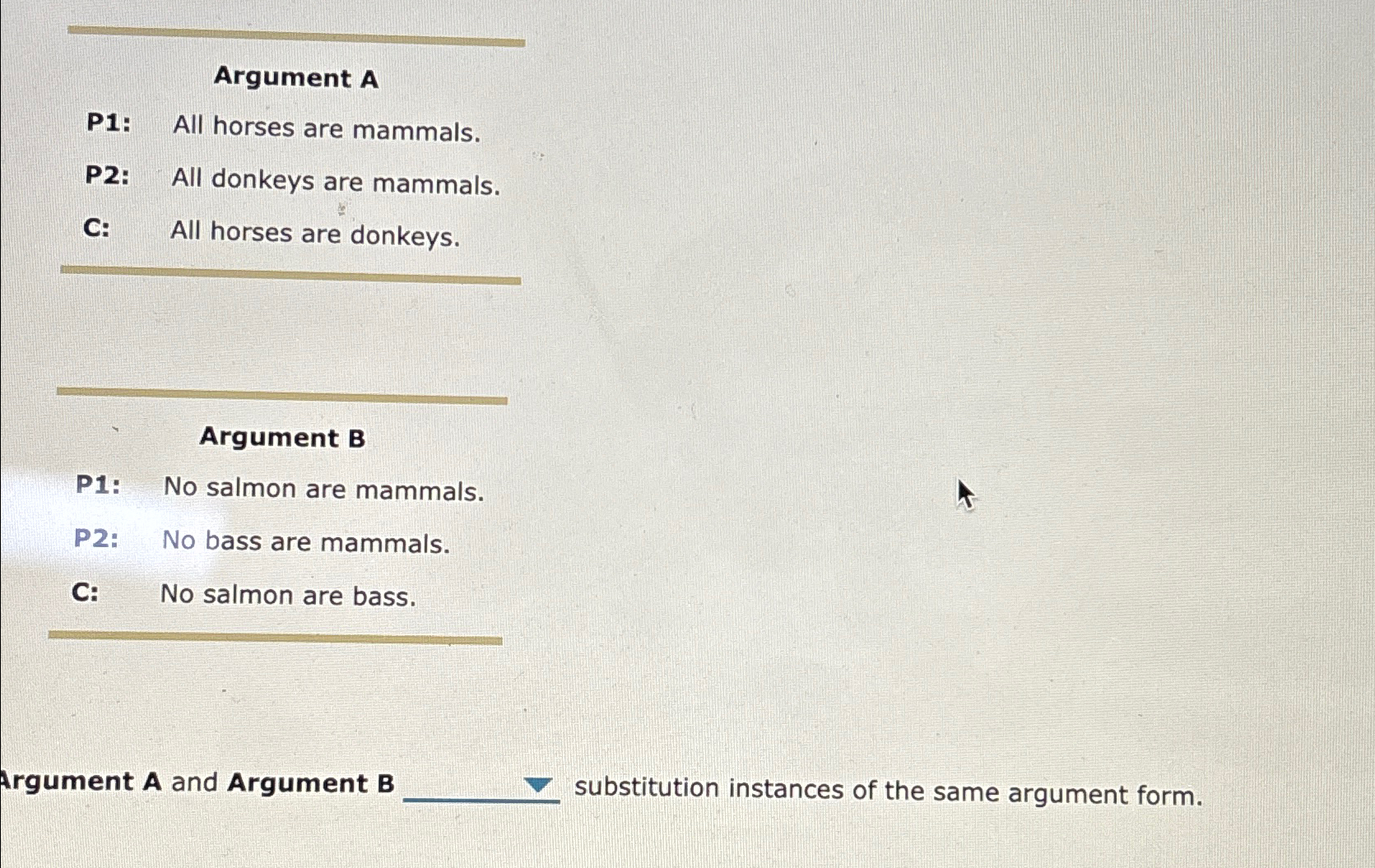Solved Argument AP1: All horses are mammals.P2: All donkeys | Chegg.com