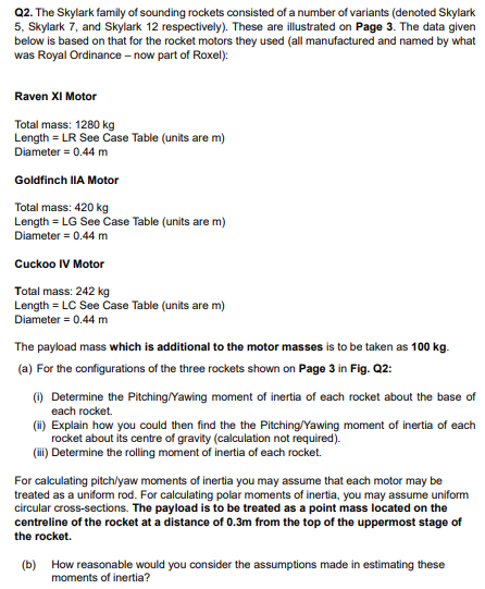 Solved Q2. ﻿The Skylark family of sounding rockets consisted | Chegg.com