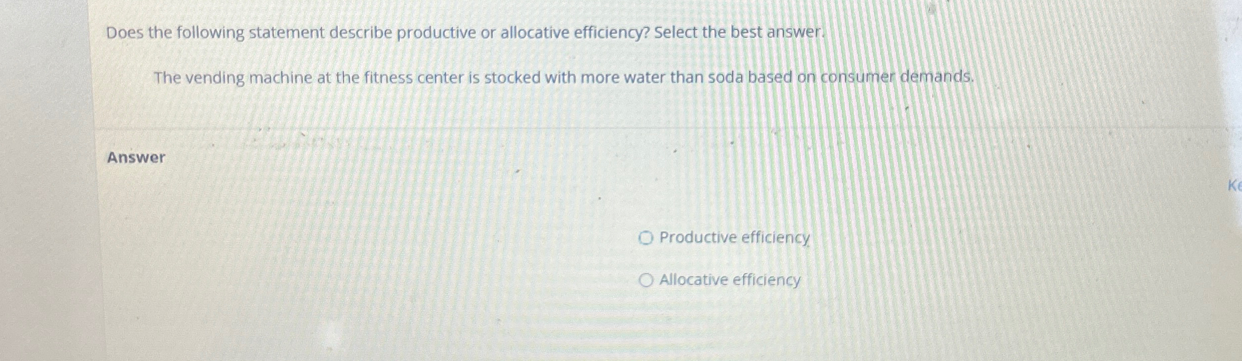 Solved Does the following statement describe productive or | Chegg.com