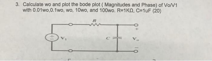 Solved 3. Calculate wo and plot the bode plot (Magnitudes | Chegg.com