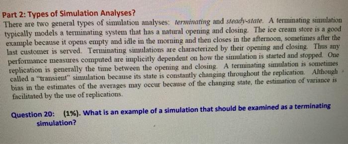Solved Part 2: Types of Simulation Analyses? There are two | Chegg.com