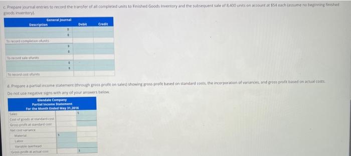 Solved Variances, Entries, and income Statement A summary of | Chegg.com