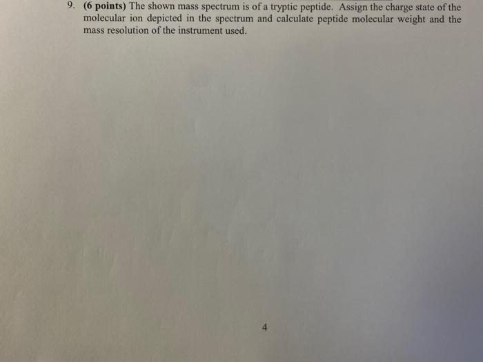 Solved 9. (6 points) The shown mass spectrum is of a | Chegg.com