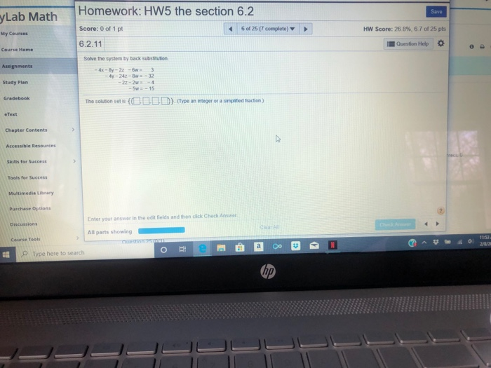 Solved yLab Math Homework: HW5 the section 6.2 Score: 0 of 1 | Chegg.com