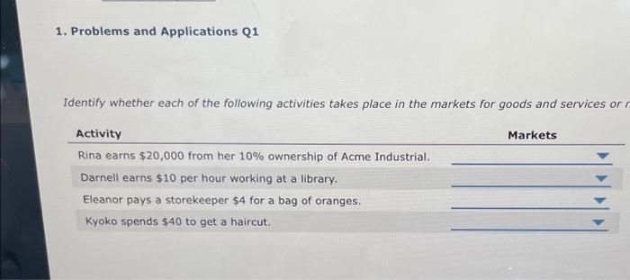 1. Problems and Applications Q1 Identify whether each | Chegg.com