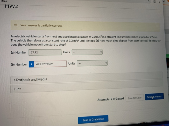Solved Maps HW2 - Your answer is partially correct. An | Chegg.com