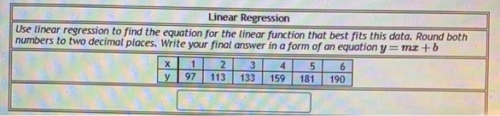 Solved Use linear regression to find the equation for the | Chegg.com