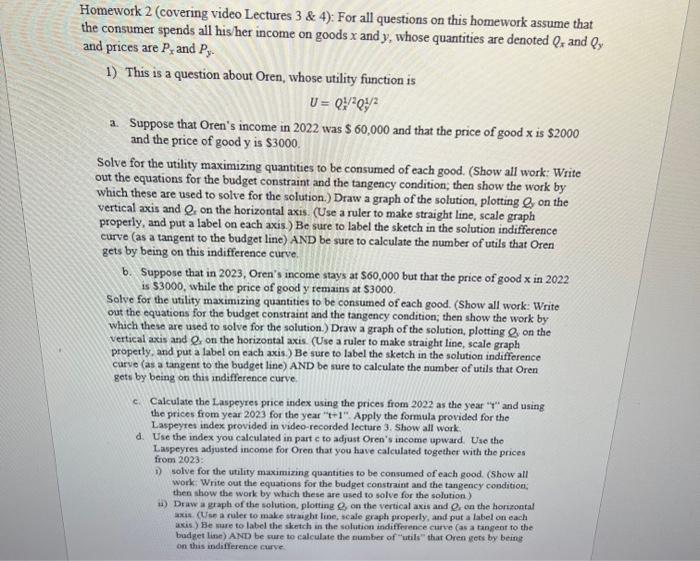 Solved Homework 2 (covering video Lectures 3 \& 4): For all | Chegg.com